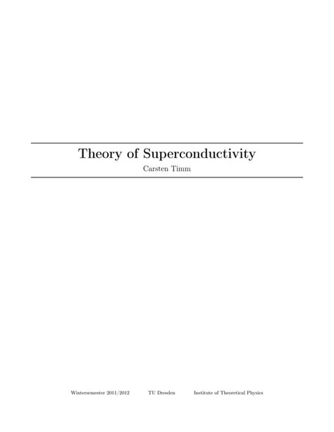 Theory Of Superconductivity Pdf Chemistry Science