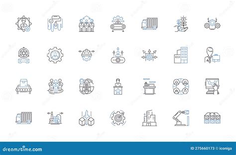 Business Organization Line Icons Collection Structure Hierarchy Leadership Teamwork