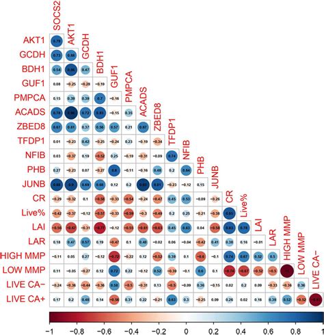 correlation matrix of sperm functional parameters with selected genes