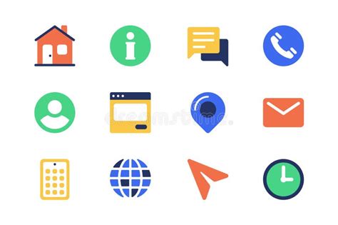 Contact Us Concept Of Web Icons Set In Simple Flat Design Stock Vector Illustration Of Flat