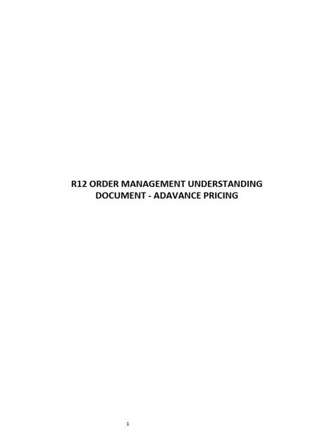 R12 Order Management Understanding Document Advance Pricing Pdf