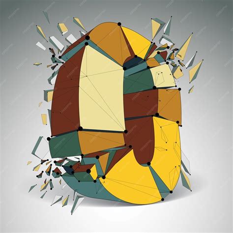 Premium Vector Vector Dimensional Wireframe Zero Number Demolished Digit With Fragments And