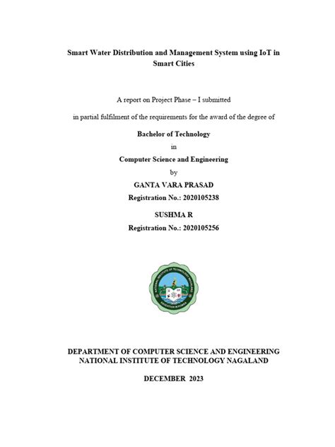 Smart Water Distribution And Management System Using Iot Pdf