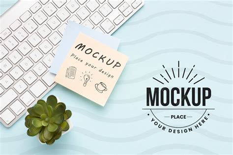 Premium Psd Top View Of Desk Concept Mock Up