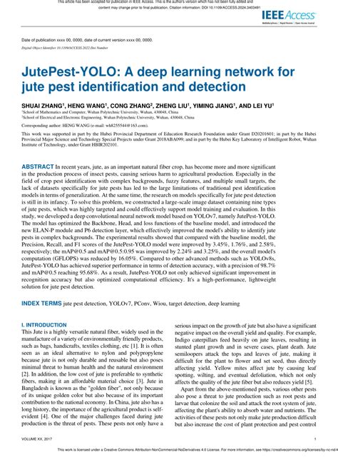 pdf jutepest yolo a deep learning network for jute pest