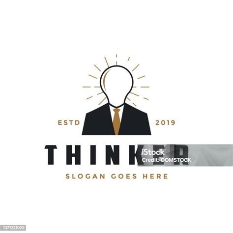 흰색 배경에 창조적 인 조명 전구 헤드 맨 사상가 로고 벡터 템플릿 Shinnyushain에 대한 스톡 벡터 아트 및 기타 이미지 Shinnyushain 개념 계획