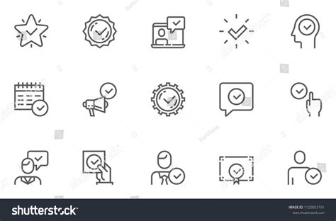 Approve Vector Line Icons Set Authorization Stock Vector Royalty Free Shutterstock