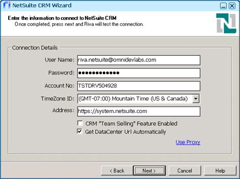 Create A User Credentials Based Netsuite Crm Connection Riva Engine Knowledgebase