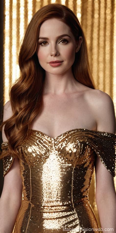 Beautiful Karen Gillan In Golden Sequin Dress Stable Diffusion Online