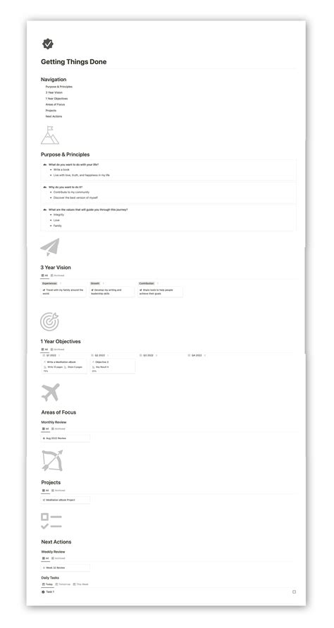 Notion Getting Things Done Notionland Template Gallery
