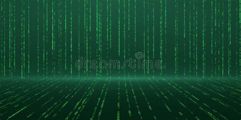 Abstract Falling Digits Digital Data Technology Concept Green Futuristic Cyberspace Stock