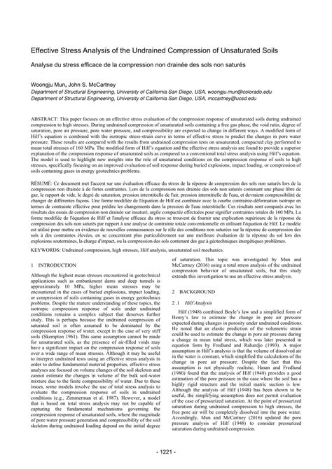 Pdf Effective Stress Analysis Of The Undrained Compression Of
