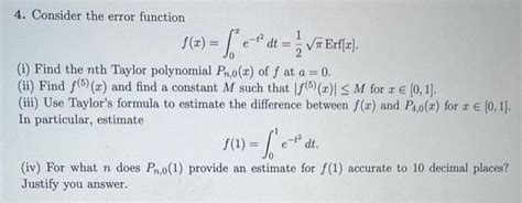 solved 4 consider the error function