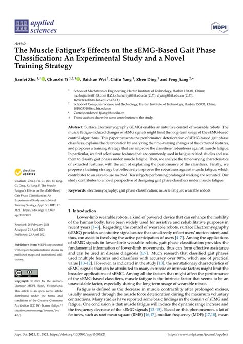 Pdf The Muscle Fatigues Effects On The Semg Based Gait Phase
