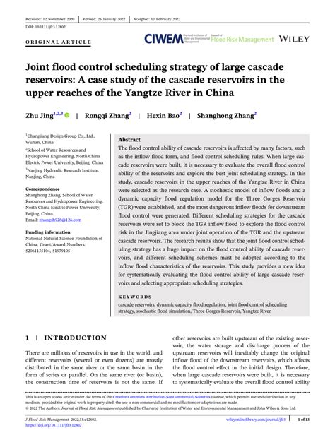 pdf joint flood control scheduling strategy of large cascade