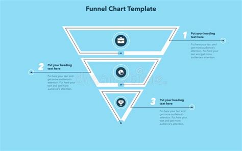 Funnel Chart Template With 3 Sections Blue Version Stock Vector Illustration Of Chart