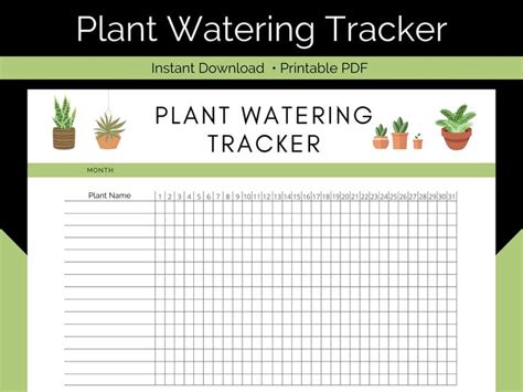 Printable Plant Watering Tracker Houseplant Watering Schedule Plant