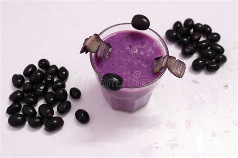 Jambolan Plum Or Java Plum Juice Isolated On White Background Stock Photo Image Of Fruit Food