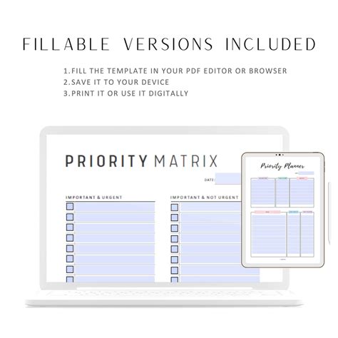 Priority Matrix And Planner Template M460 Mrsneat