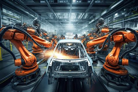 High Tech Robotics In Action Car Body Welding And Assembly In A State Of The Art Manufacturing