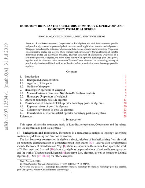 pdf homotopy rota baxter operators and post lie algebras