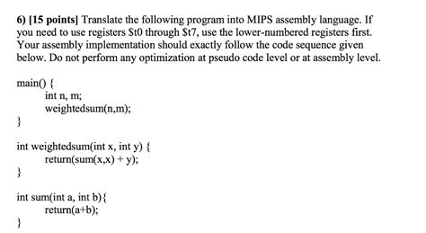 Solved Points Translate The Following Program Into Chegg