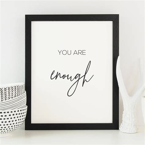 You Are Enough Print Affirmation Quote Inspirational Wall Etsy Uk