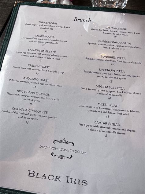 Black Iris Menu Full Menu Update 2026