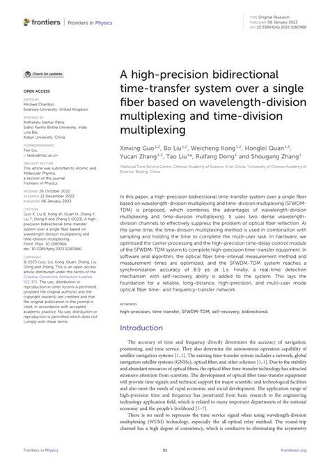 Pdf A High Precision Bidirectional Time Transfer System Over A Single Fiber Based On