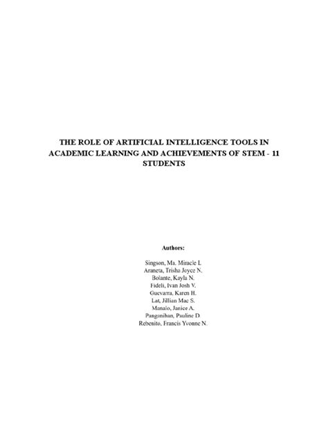 The Role Of Artificial Intelligence Tools In Academic Learning And Achievements Of Stem 11