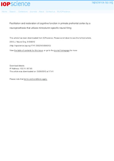 Pdf Facilitation And Restoration Of Cognitive Function In Primate Prefrontal Cortex By A