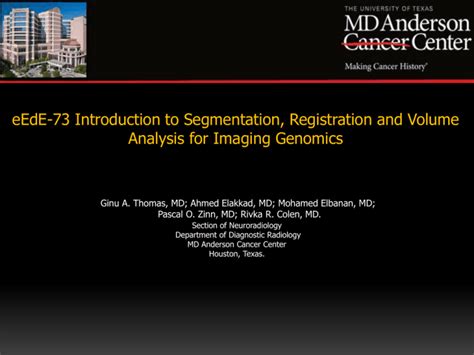 introduction to segmentation registration and