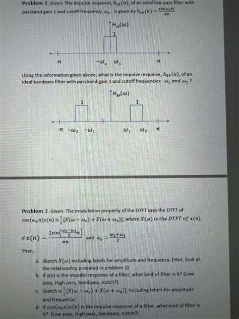 Solved Problem Given The impulse response hν n of an Chegg