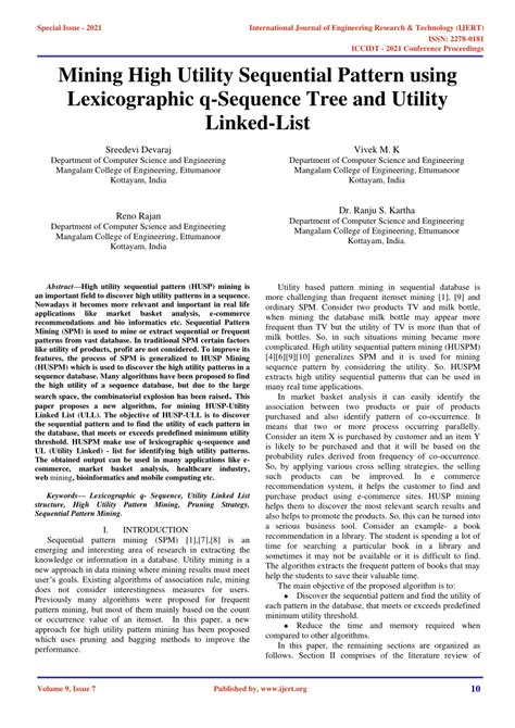 Pdf Mining High Utility Sequential Pattern Using Lexicographic Q