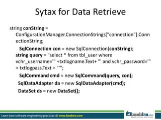 Database Connectivity In Asp Net