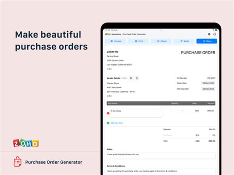 Purchase Order Generator Zoho Para Ios Iphone Ipad Mac Ipod Touch Baixar Grátis No Apppure