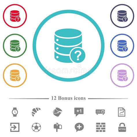 Database Query Flat Color Icons In Circle Shape Outlines Stock Vector