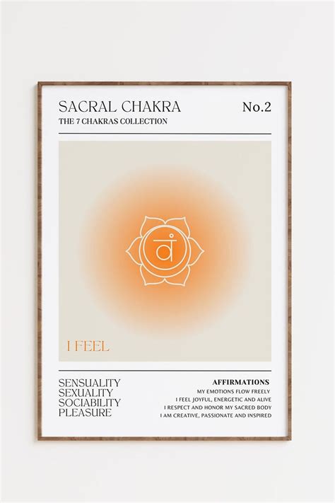 gradient aura orange sacral chakra affirmations digital print