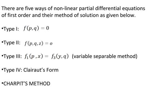 First Order Non Linear Partial Differential Equation And Its Applications Ppt