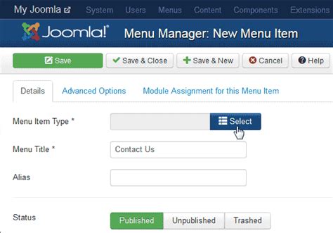 Adding An Item To The Main Menu In Joomla Web Hosting Hub