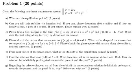 Problem Points Given The Following Non Linear Chegg