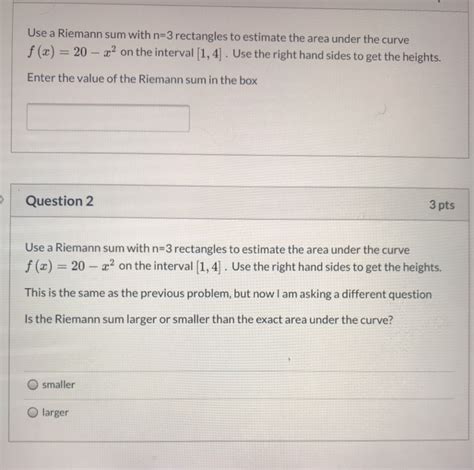 Solved Use A Riemann Sum With N3 Rectangles To Estimate The