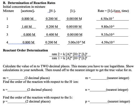 Solved Calculate The Order With Respect To Each Reactant For Chegg Com