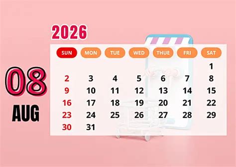 Gambar Desain Kalender Agustus 2026 Templat Psd Desain Template Untuk