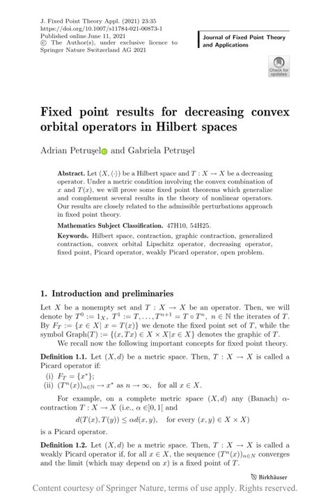 Fixed Point Results For Decreasing Convex Orbital Operators In Hilbert
