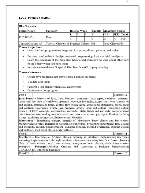 Java Programming Notes Pdf Java Programming Language Control Flow