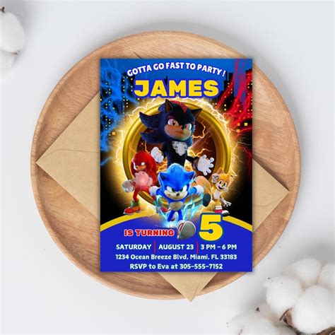 Editable Sonic Invitation Sonic 3 Birthday Sonic Invitation Template