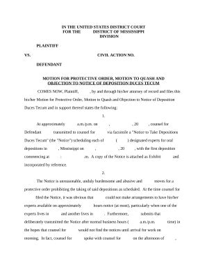 motion quash pdf Doc Template | pdfFiller
