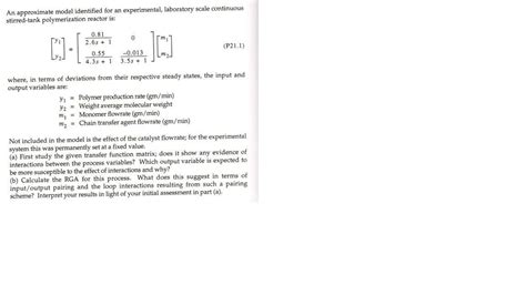 An Approximate Model Identified For An Experimental Chegg