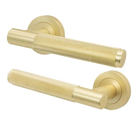Afit Brass Fire Door Handle Satin Brass Internal Lever On Rose Fire